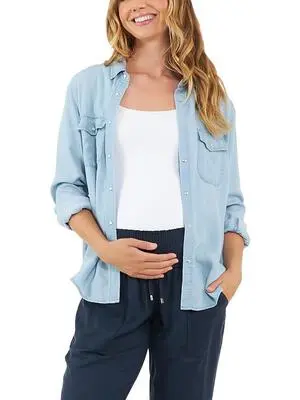 RIPE MATERNITY Bec Chambray Button-up Shirt - Clean Fade