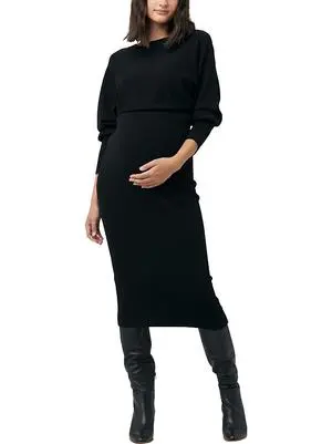 RIPE MATERNITY Sloane Knit Midi Dress - Black