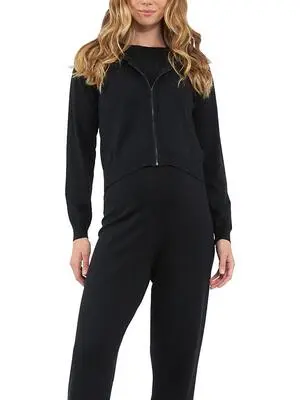 RIPE MATERNITY Nursing Knit Hoodie - Black