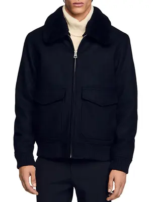 Sandro Aviator Jacket Black