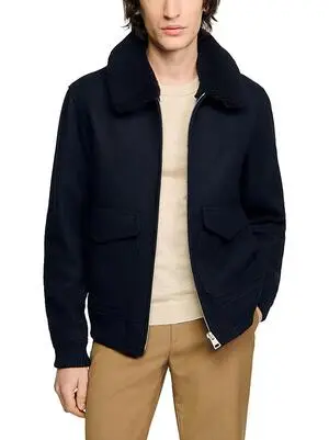 Sandro Aviator Jacket - Navy Blue