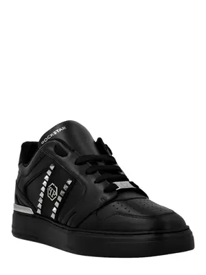 Philipp Plein Stud-embellished Leather Sneakers - Black