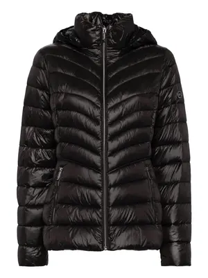 Michael Kors Chevron Packable Puffer Jacket - Black