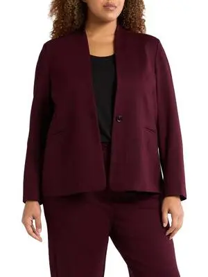 Universal Standard Lennox Padded-shoulder Ponte Blazer - Black Cherry