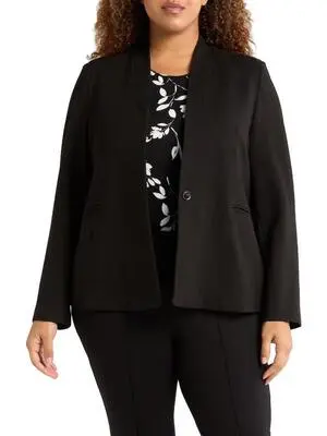 Universal Standard Lennox Padded-shoulder Ponte Blazer - Black
