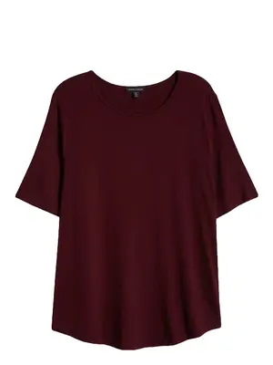 Universal Standard Universal Standard Lily Liquid Jersey Crewneck Top Black Cherry