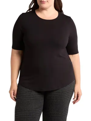 Universal Standard Universal Standard Lily Liquid Jersey Crewneck Top Black