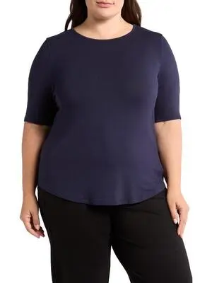 Universal Standard Universal Standard Lily Liquid Jersey Crewneck Top Midnight