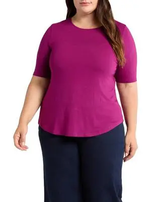 Universal Standard Universal Standard Lily Liquid Jersey Crewneck Top Plum Caspia