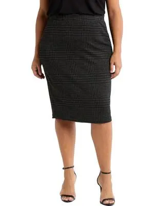 Universal Standard Universal Standard Danube Stretch Ponte Skirt Charcoal Houndstooth
