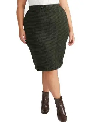 Universal Standard Universal Standard Danube Stretch Ponte Skirt Dark Green Houndstooth