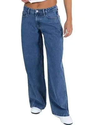 Princess Polly Ramos Low Rise Wide Leg Jeans - Blue