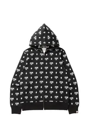 A BATHING APE Monogrammed Full Zip Hoodie - Black