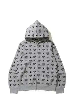 A BATHING APE Monogram Full Zip Hoodie - Gray