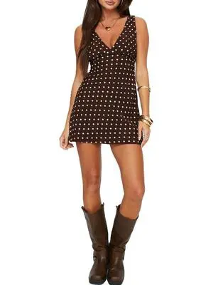 Princess Polly Nellie Polka Dot Mini Dress - Brown