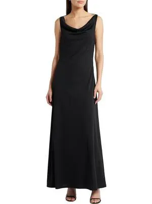 WAYF The Tamara Cowl Neck Gown - Black