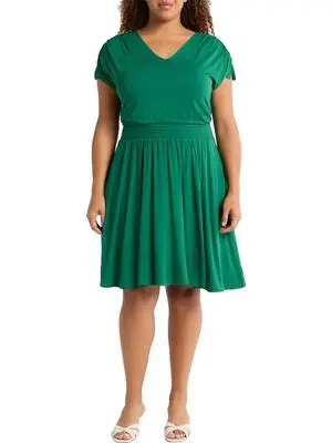 Universal Standard Universal Standard Piper Stretch Jersey Dress Green Jacket