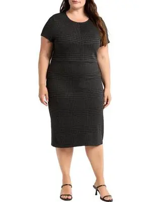 Universal Standard Universal Standard Stretch Ponte Dress Charcoal Houndstooth