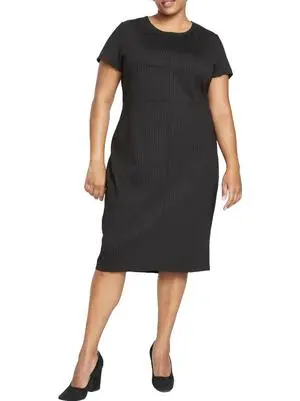 Universal Standard Universal Standard Stretch Ponte Dress Slate Pinstripe