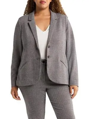 Universal Standard Beas Ponte Blazer - Herringbone Tweed