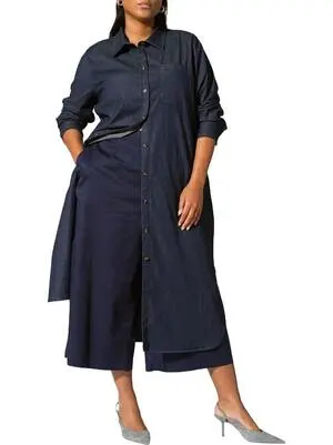 Universal Standard Universal Standard Odeon Long Sleeve Chambray Shirt Dress Dark Indigo