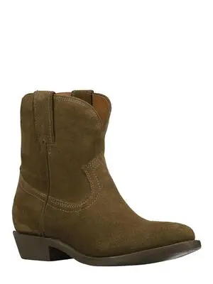 THE FRYE COMPANY Frye Billy Western Metallic Leather Boots Moss