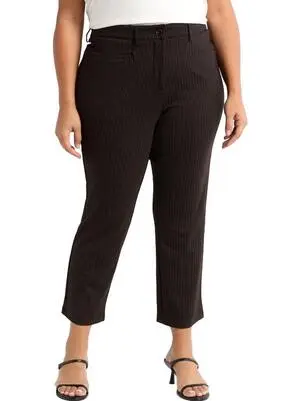 Universal Standard High Waist Stretch Ponte Cigarette Trousers - Slate Pinstripe