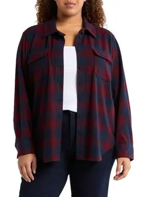 Universal Standard Universal Standard Maine Flannel Button-Up Shirt Black Cherry Plaid