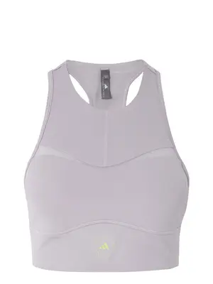 Adidas By Stella McCartney Truepurpose Perforated Logo-appliquéd Recycled Stretch-jersey Sports Bra - Gray