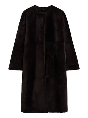 TOTÊME Toteme Shearling Coat Dark Brown