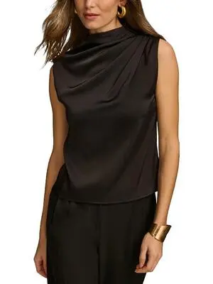 Donna Karan New York Draped Sleeveless Top - Black