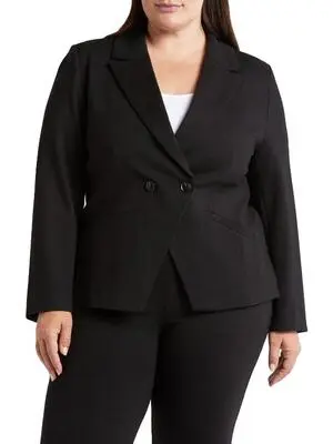 Universal Standard Bianca Stretch Ponte Double-breasted Blazer - Black