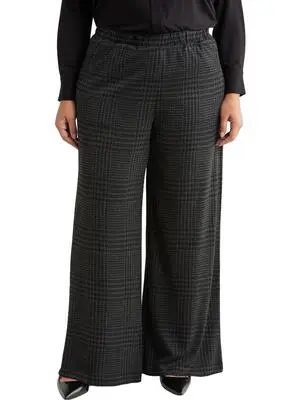 Universal Standard Universal Standard Stephanie Wide Leg Ponte Pants Charcoal Houndstooth