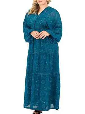 STANDARDS & PRACTICES Maxine Floral Print Maxi Dress - Teal