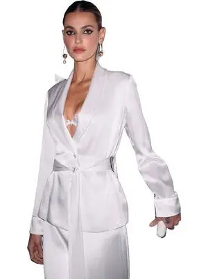 Fleur Du Mal Bianca Smoking Jacket - Neutral