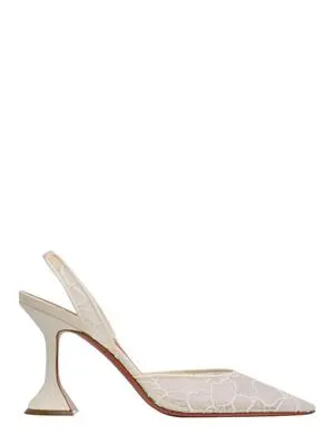 Amina Muaddi Holli Lace Slingback Pumps - White