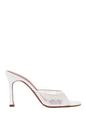 Amina Muaddi Alexa Lace Stiletto Mule Sandals - Ivory