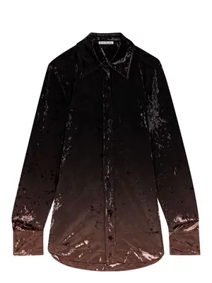 Acne Studios Crushed Velvet Shirt - Dark Brown