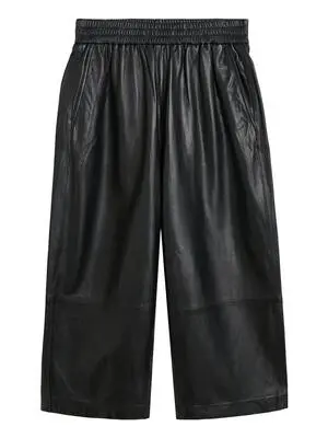 HERSKIND Eagle Leather Cropped Trousers - Black