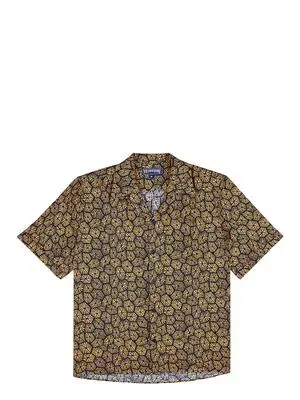 Vilebrequin Linen Flower-print Camp Shirt - Navy
