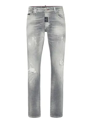 PHILIPP PLEIN Distressed Straight-Leg Jeans