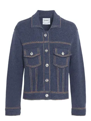 BARRIE Contrast-stitch Knitted Jacket - Blue