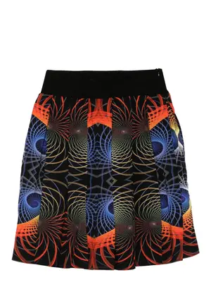 AGNÈS B. Graphic Print Pleated Skirt - Black