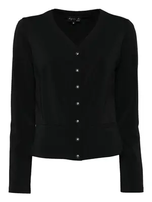AGNÈS B. V-neck Long-sleeves Cardigan - Black