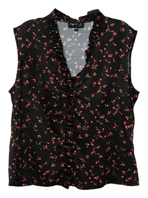 AGNÈS B. Floral-print Tank Top - Black