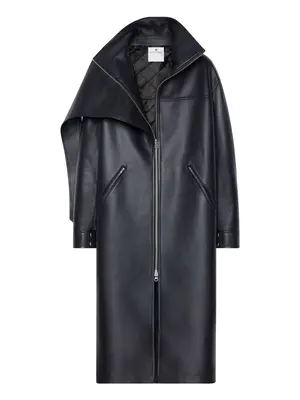 COURREGES Oversized Leather Mid-Length Coat
