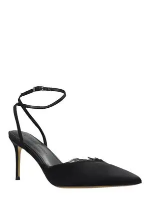 BLACK SUEDE STUDIO Lace Detail Stiletto Pumps - Black