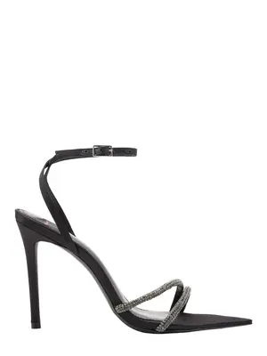 BLACK SUEDE STUDIO Lace-Trim Satin Pumps