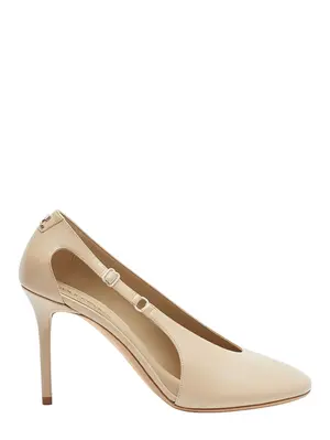 COURREGES 100mm Oblique Leather Pumps - Neutrals