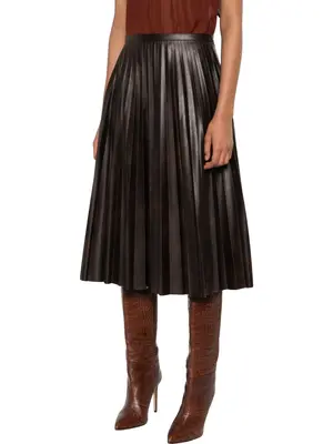 Pinko Pleated Midi Skirt - Brown